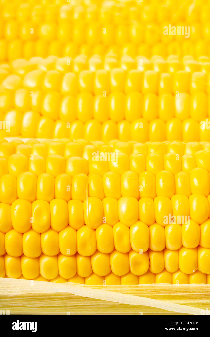 food background of a texture of corn cobs closeup Stock Photo - Alamy