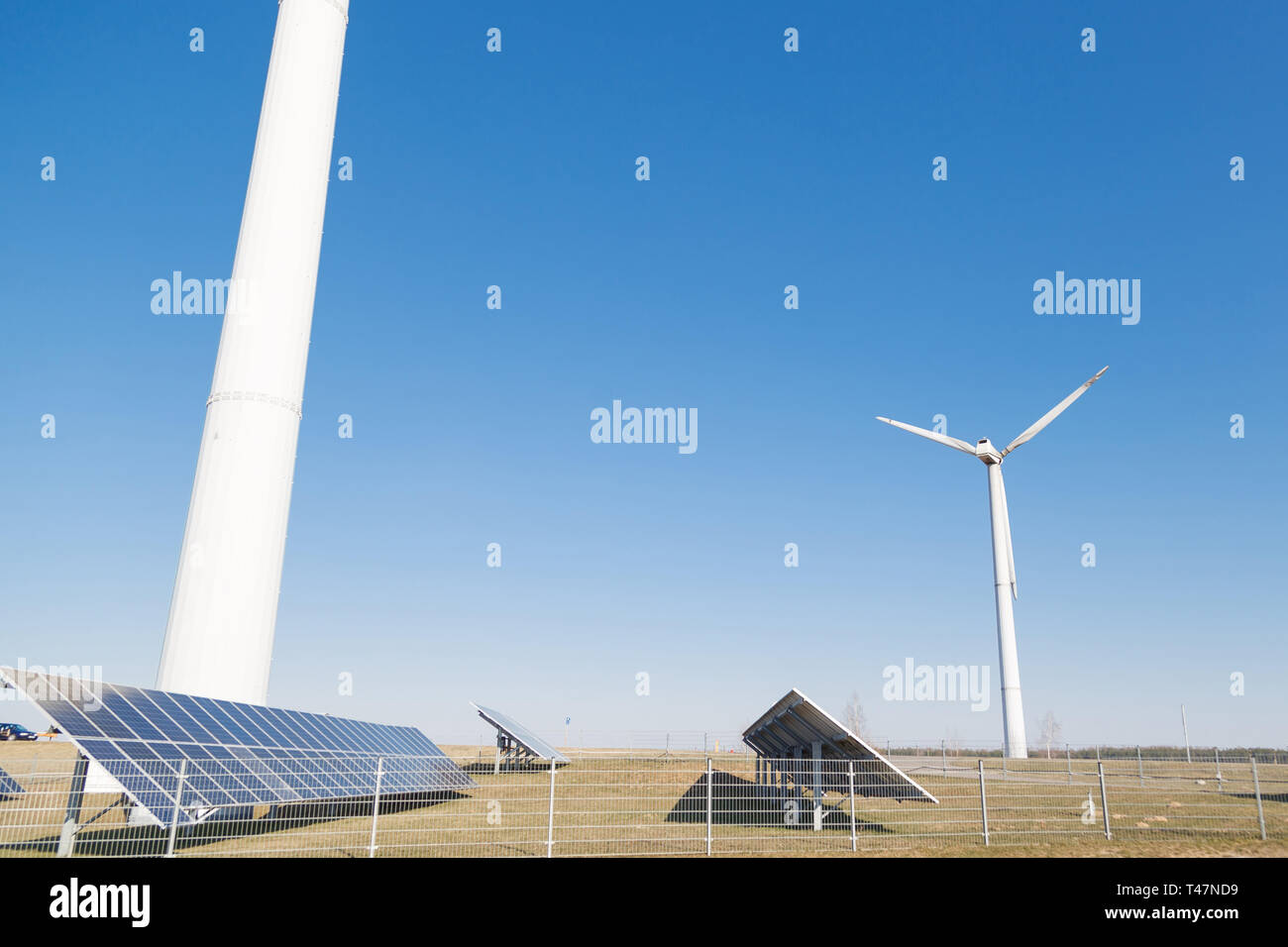 Photovoltaic cell panels wind turbines hi-res stock photography and ...
