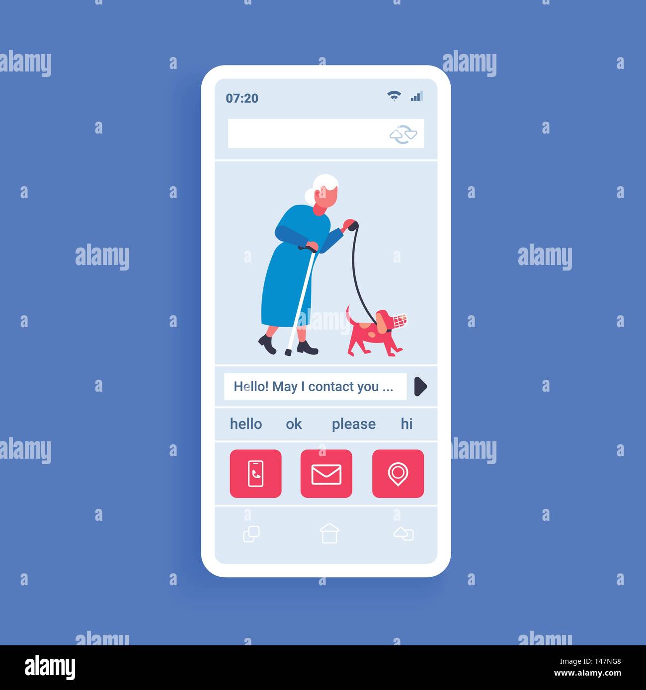 senior woman walking with dog in muzzle best friend concept grandmother ...