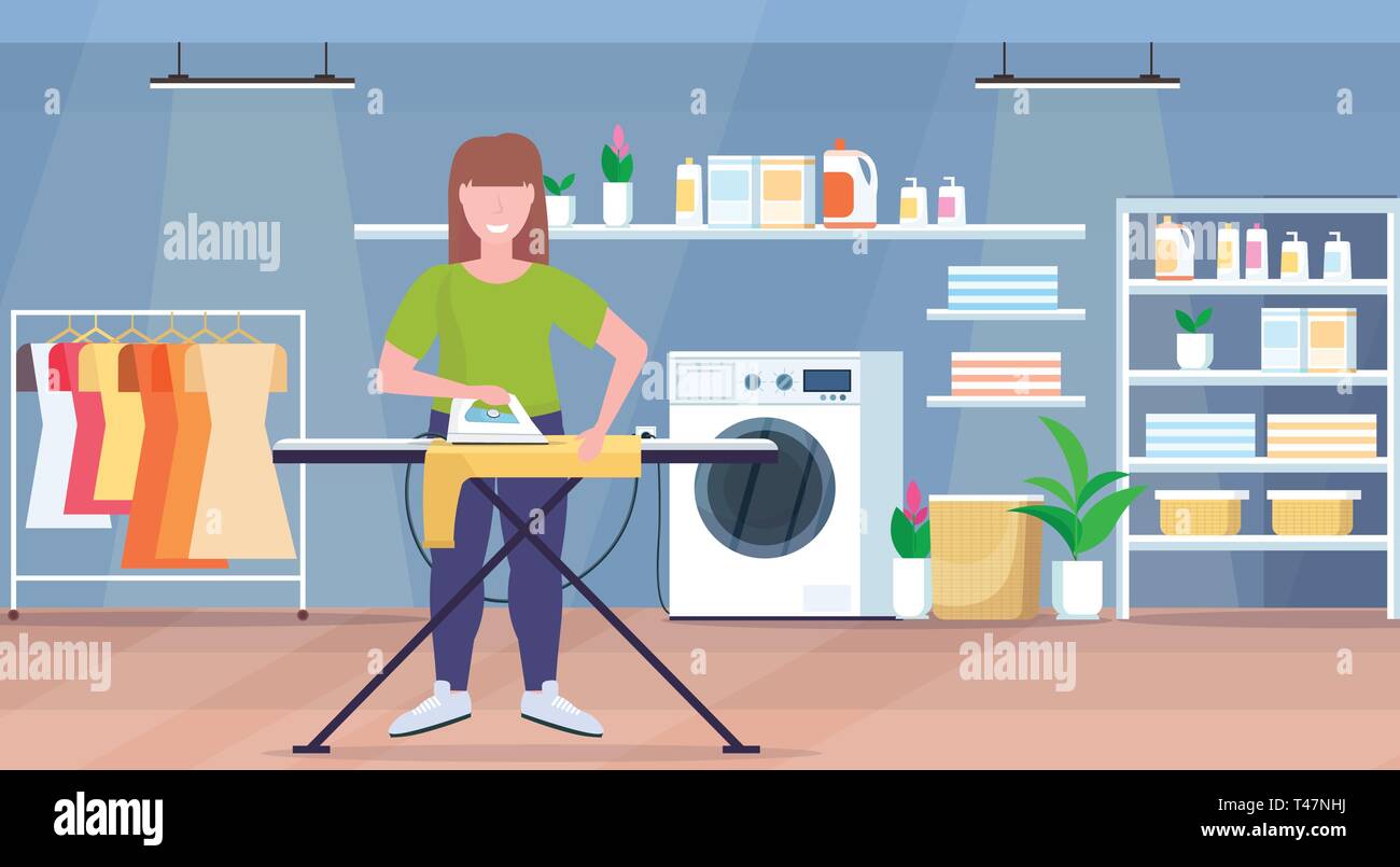 Cartoon woman ironing hi-res stock photography and images - Alamy