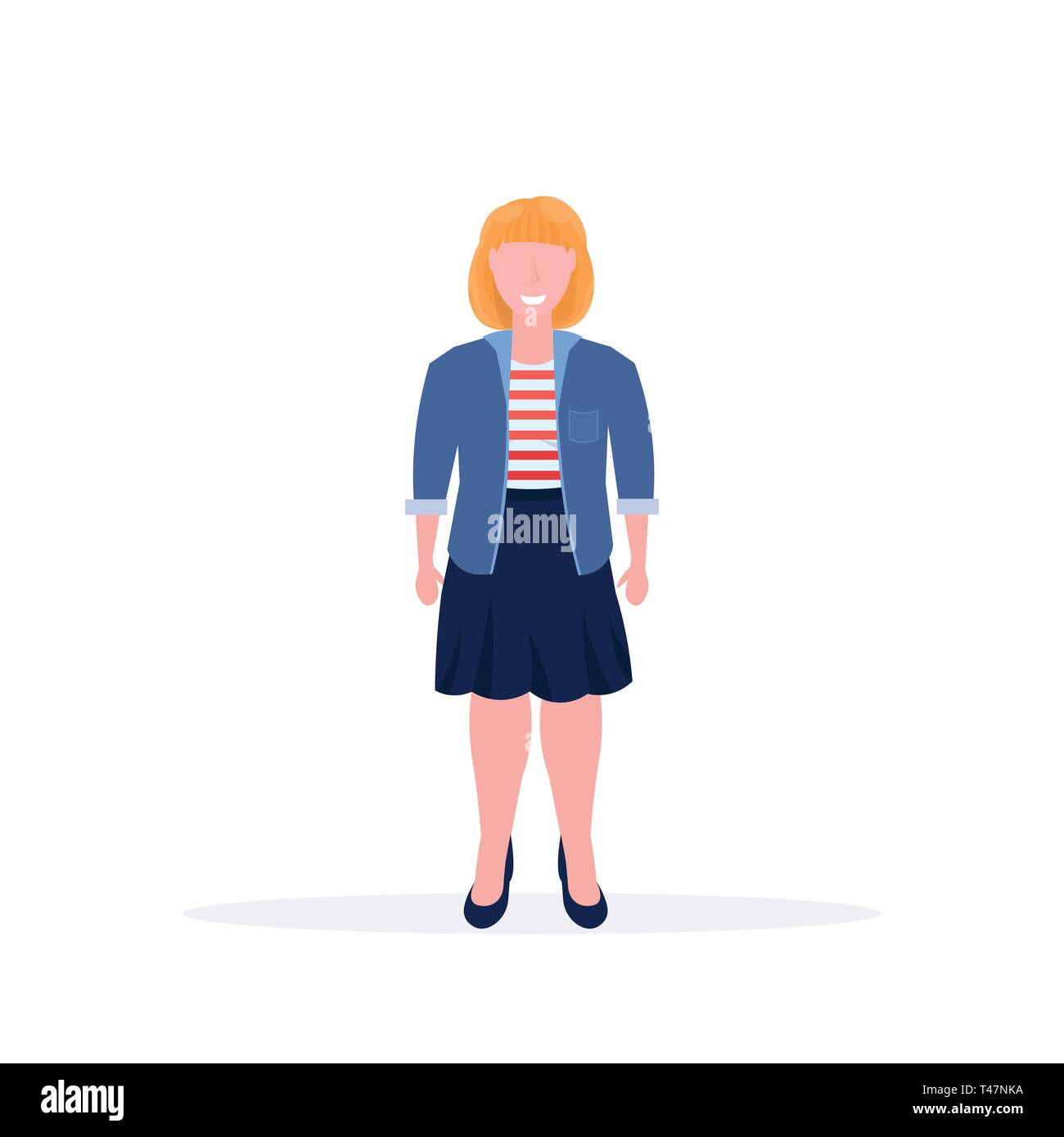 happy casual woman standing pose smiling redhead lady female cartoon ...