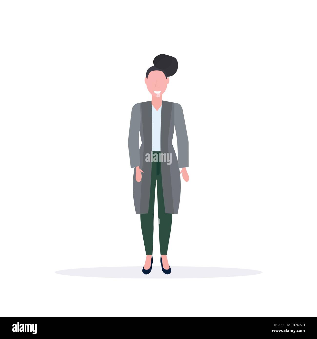 elegant woman standing pose smiling brunette lady office worker female ...