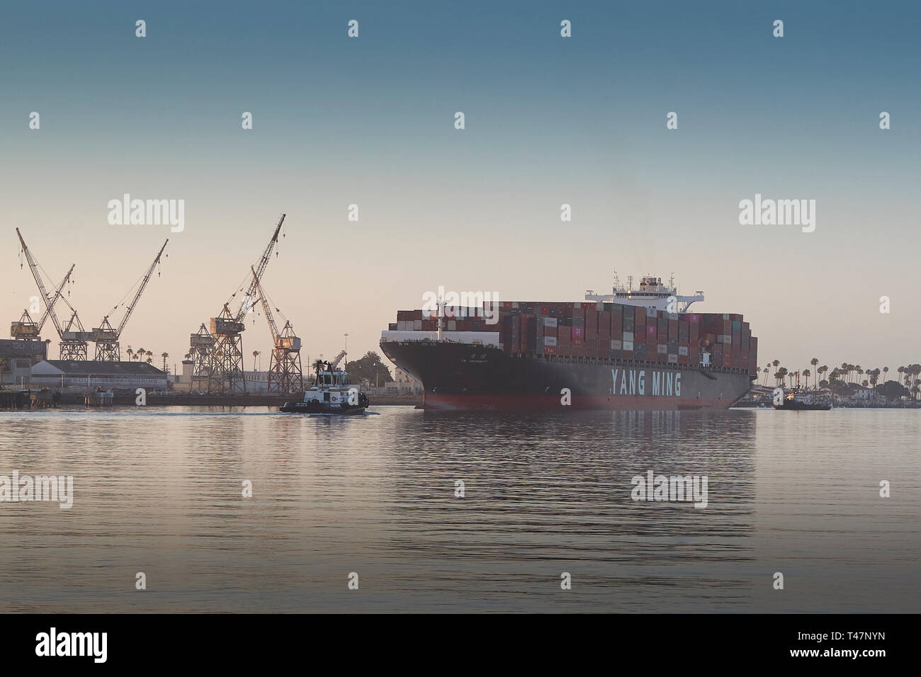 The Giant YANG MING Container Ship, YM UNANIMITY, Enters The Los ...