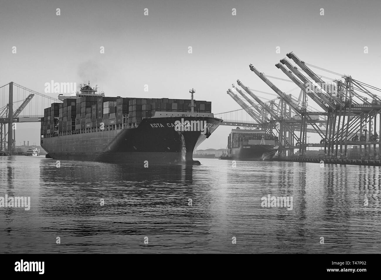 Black & White Photo Of Container Ship, KOTA CAHAYA, Pumping Ballast ...