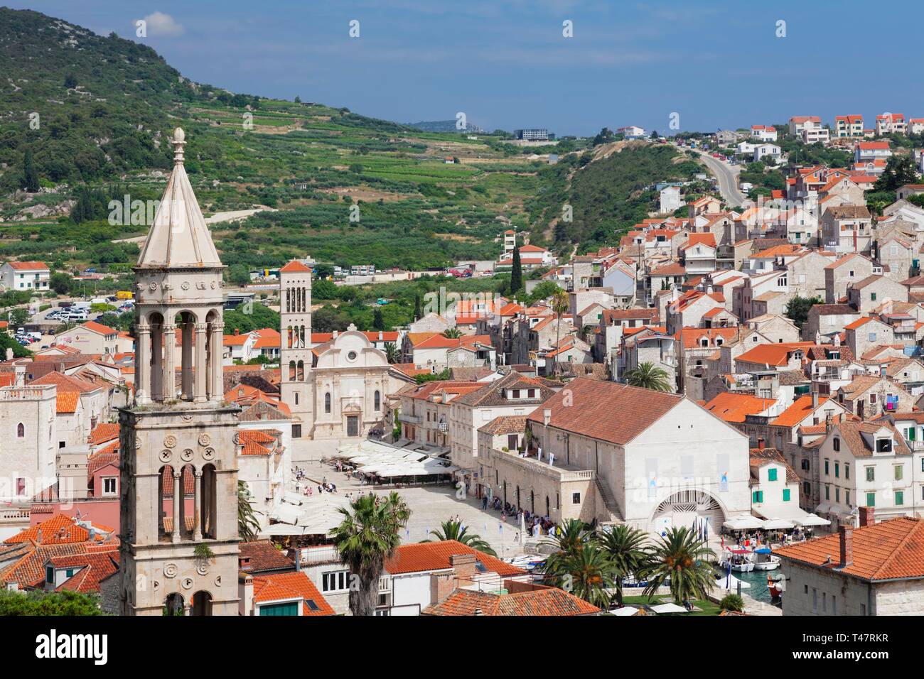 Overview from Sv.Marko Church to Trg Svetog Stjepana with Sveti Stjepan ...