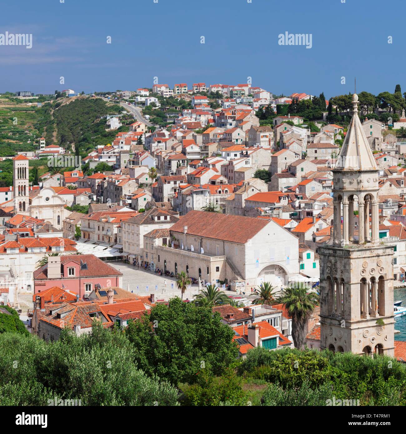 Overview from Sv.Marko Church to Trg Svetog Stjepana with Sveti Stjepan ...