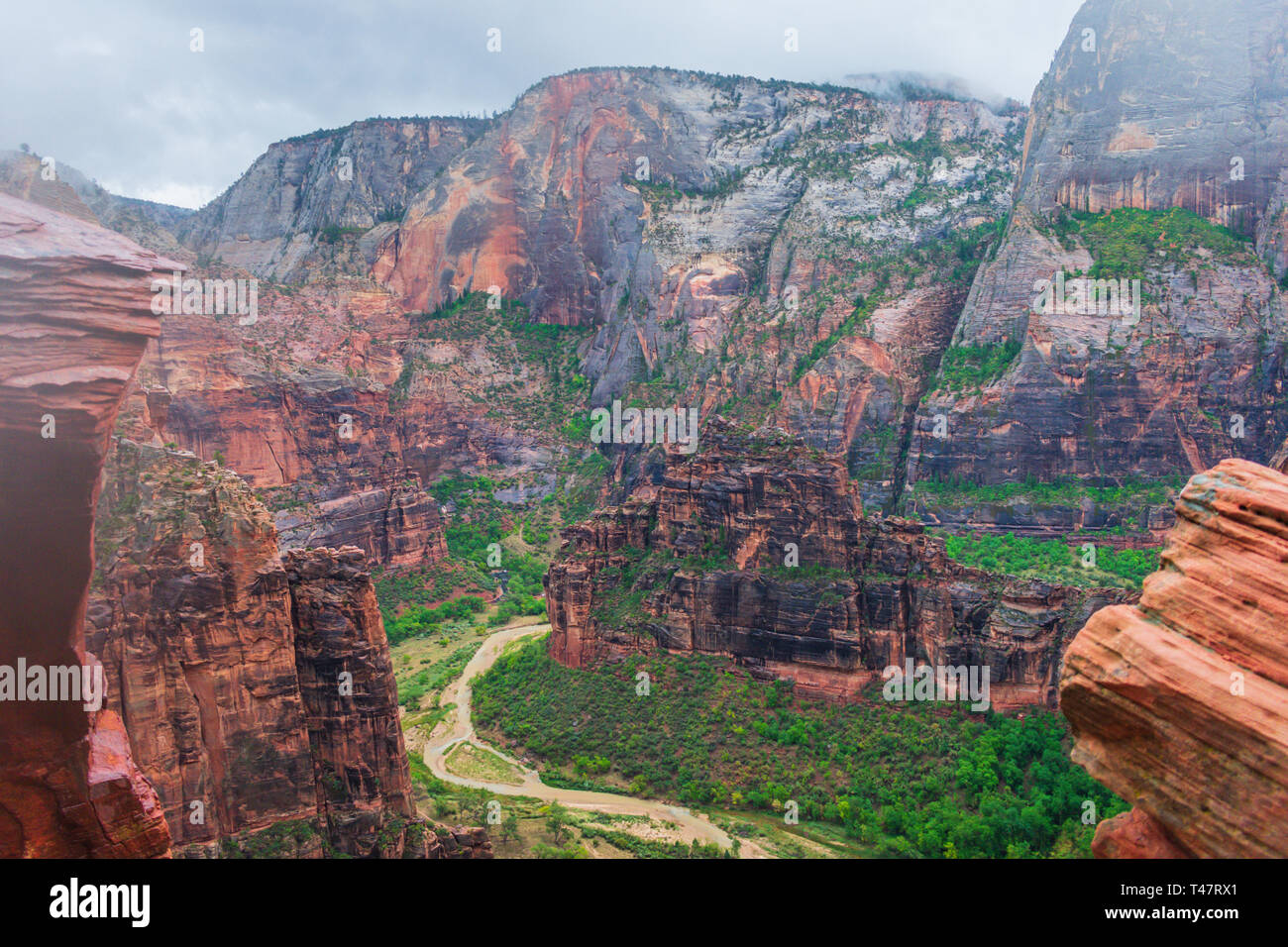 zion national park from overlook looking at pathway Stock Photo - Alamy