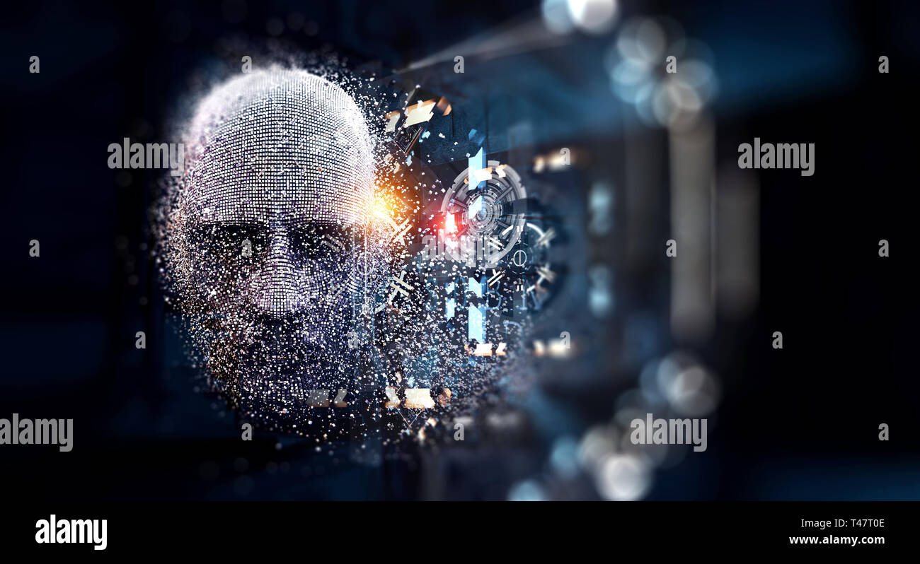 Digital head, artificial intelligence concept Stock Photo - Alamy