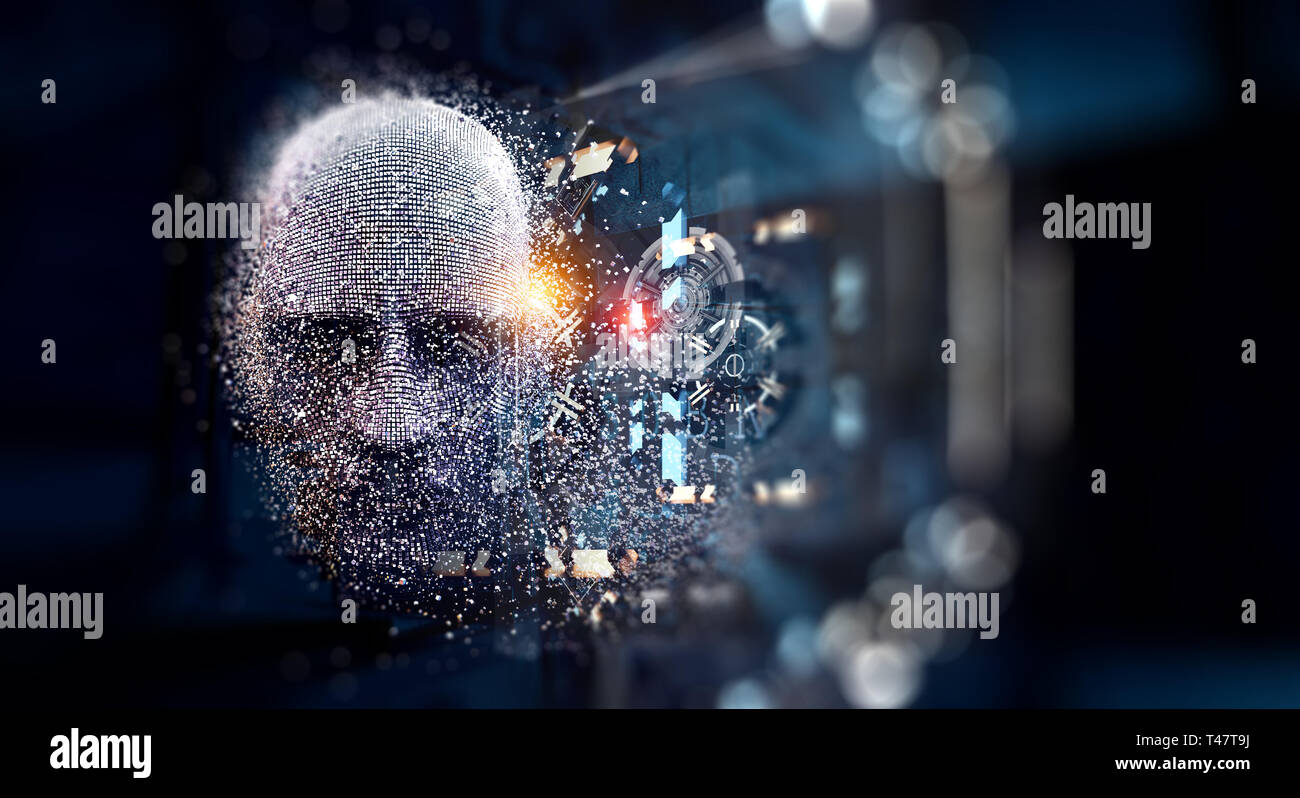 Digital head, artificial intelligence concept Stock Photo - Alamy