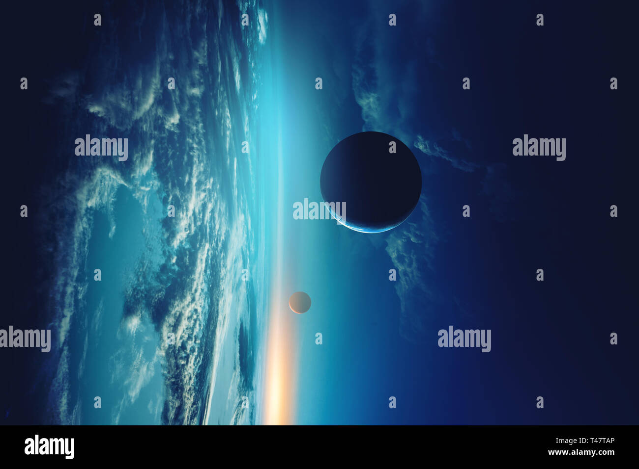 Abstract planets and space background Stock Photo - Alamy