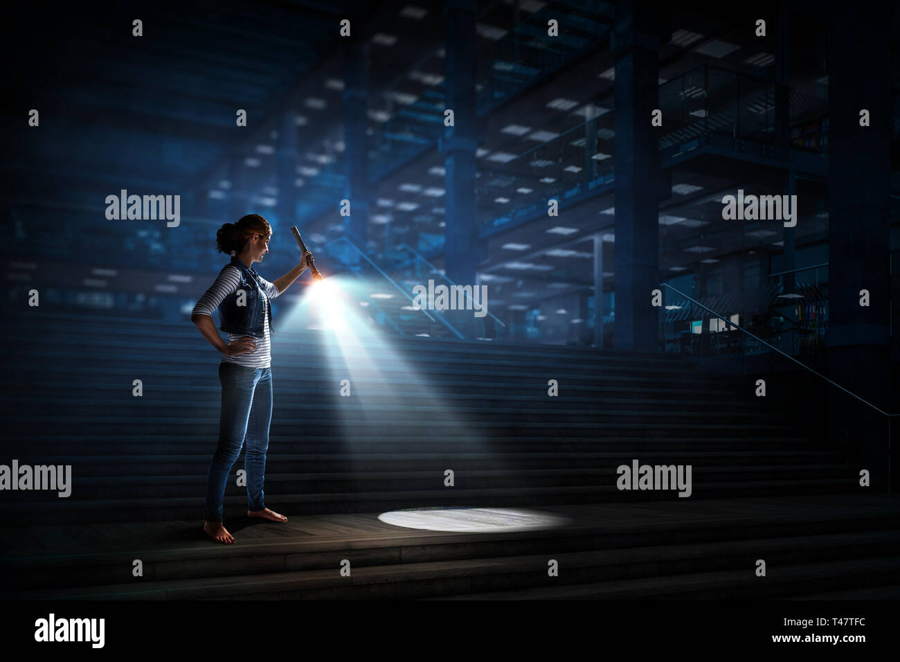Woman flashlight hi-res stock photography and images - Alamy