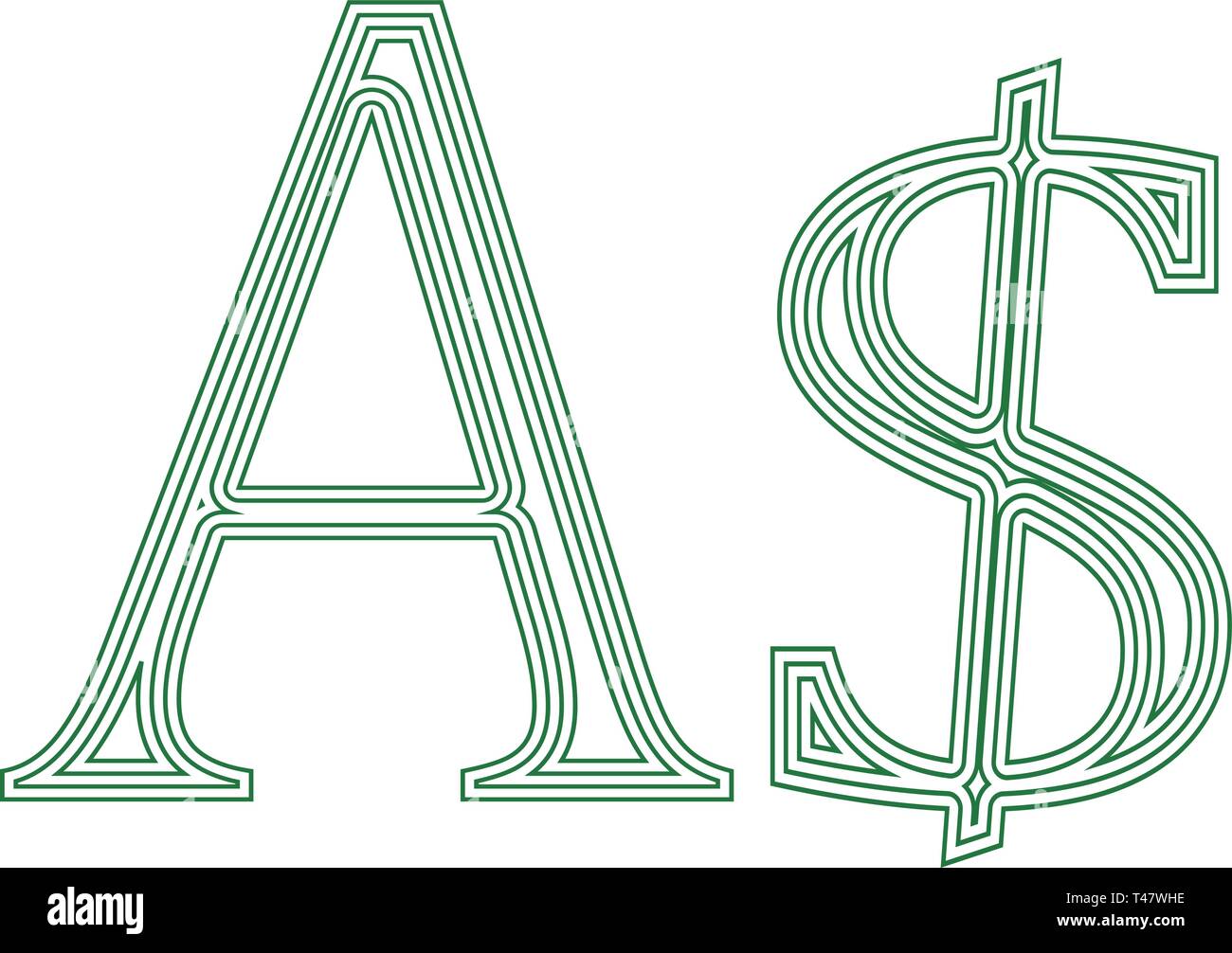 Dollar Australia currency financial symbol exchange rate icon vector ...