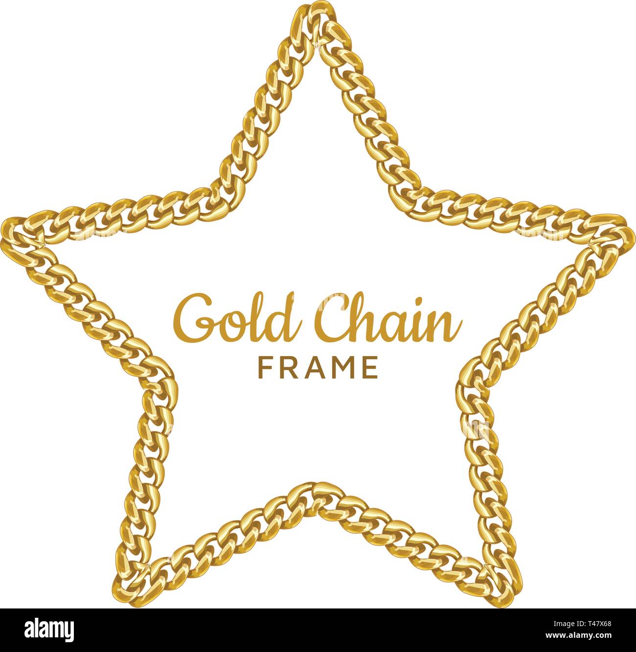 Gold chain star border frame. Wreath starry shape. Jewelry accessory ...