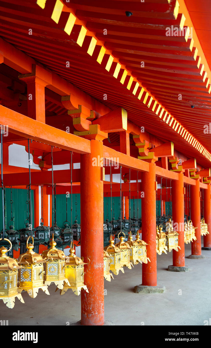 Japan, Nara, the red wooden architectures of the Kasuga temple Stock ...