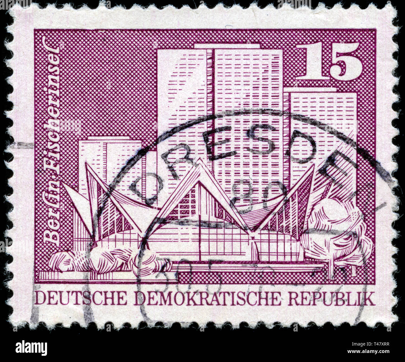 Postage stamp from East Germany (DDR) in the Construction in the GDR, large format series issued ...