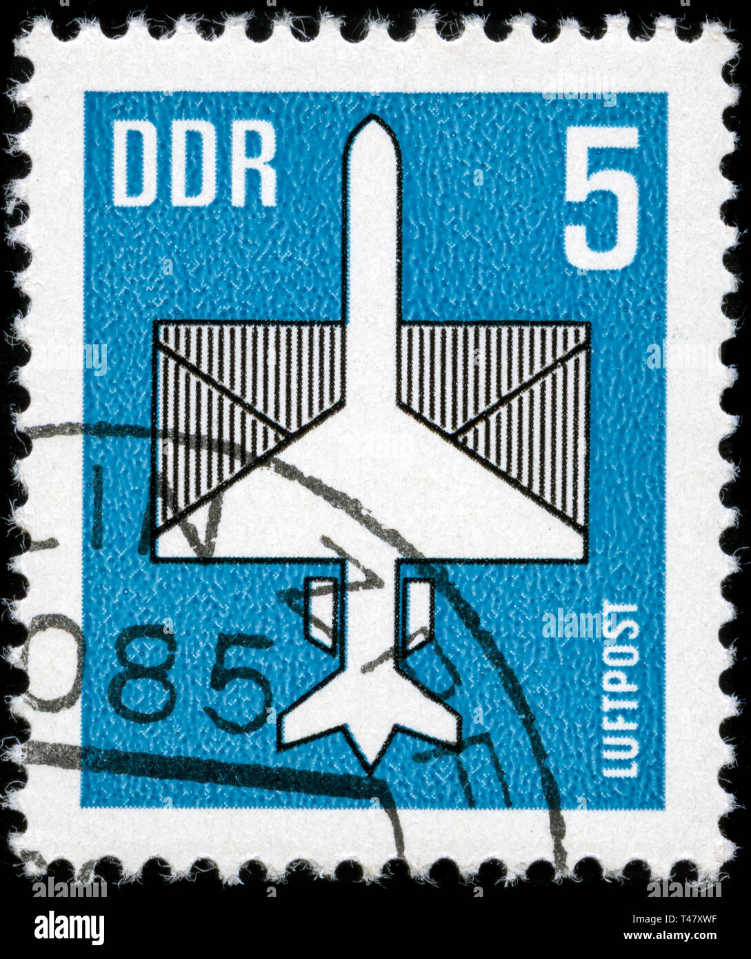 Postage stamp from East Germany (DDR) in the Airmail series issued in ...