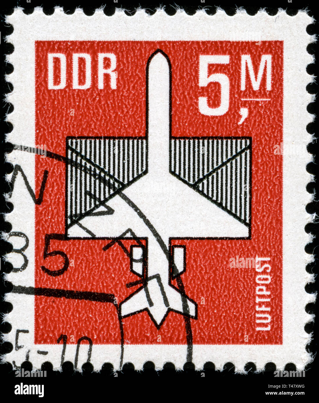 Postage stamp from East Germany (DDR) in the Airmail series issued in ...