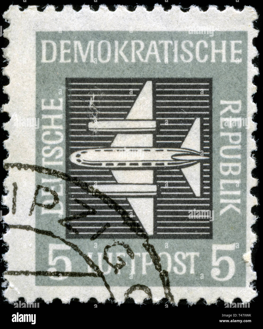 Postage stamp from East Germany (DDR) in the Airmail series issued in ...