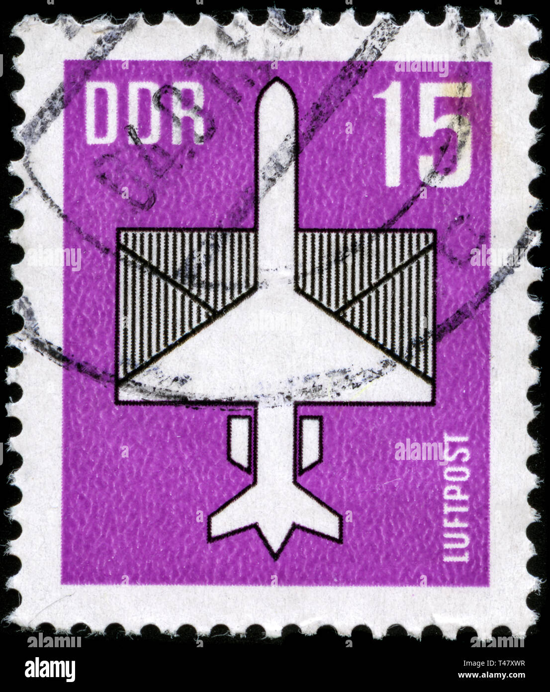 Postage stamp from East Germany (DDR) in the Airmail series issued in ...