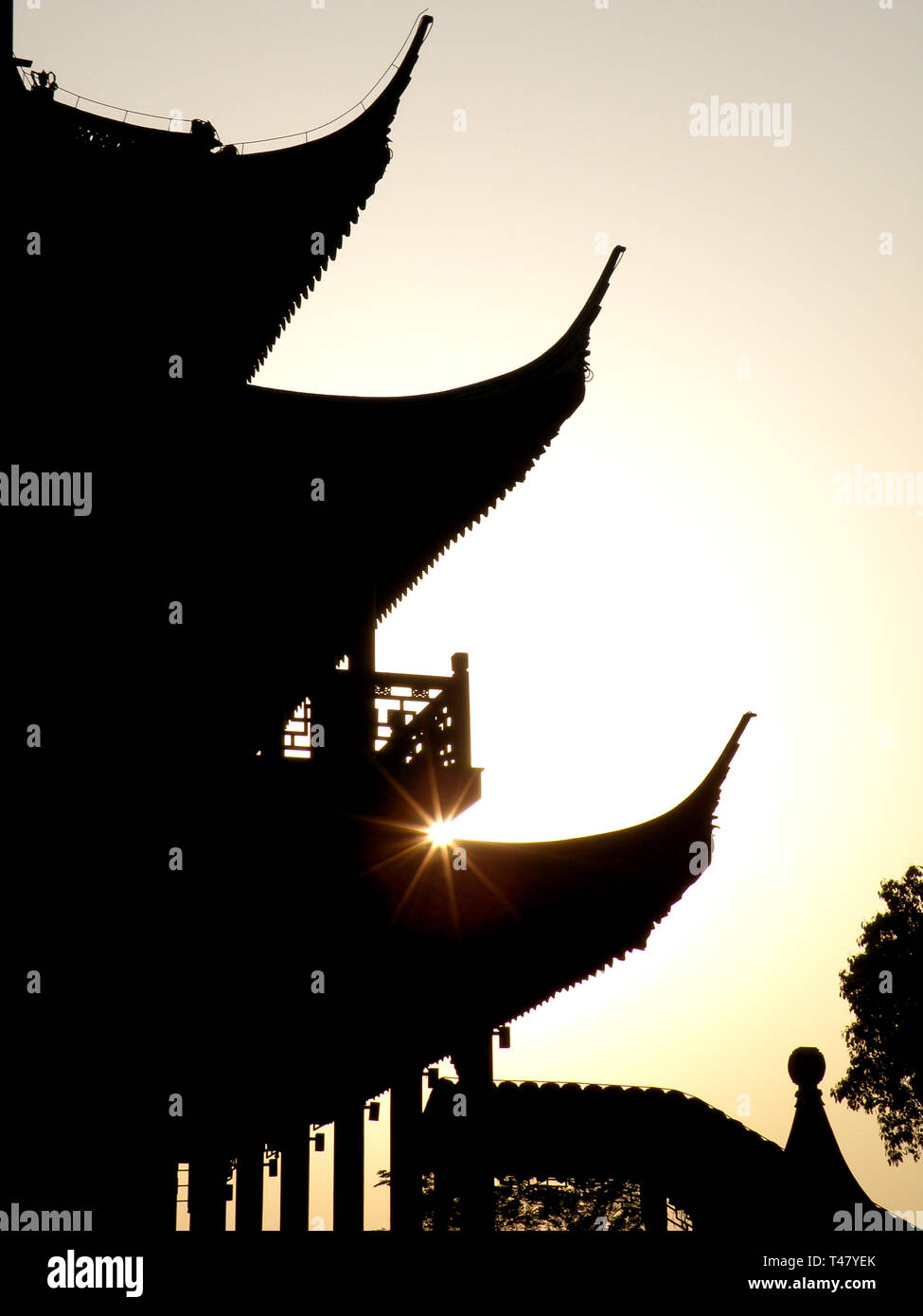 Suzhou China typical roof during sunset Stock Photo - Alamy