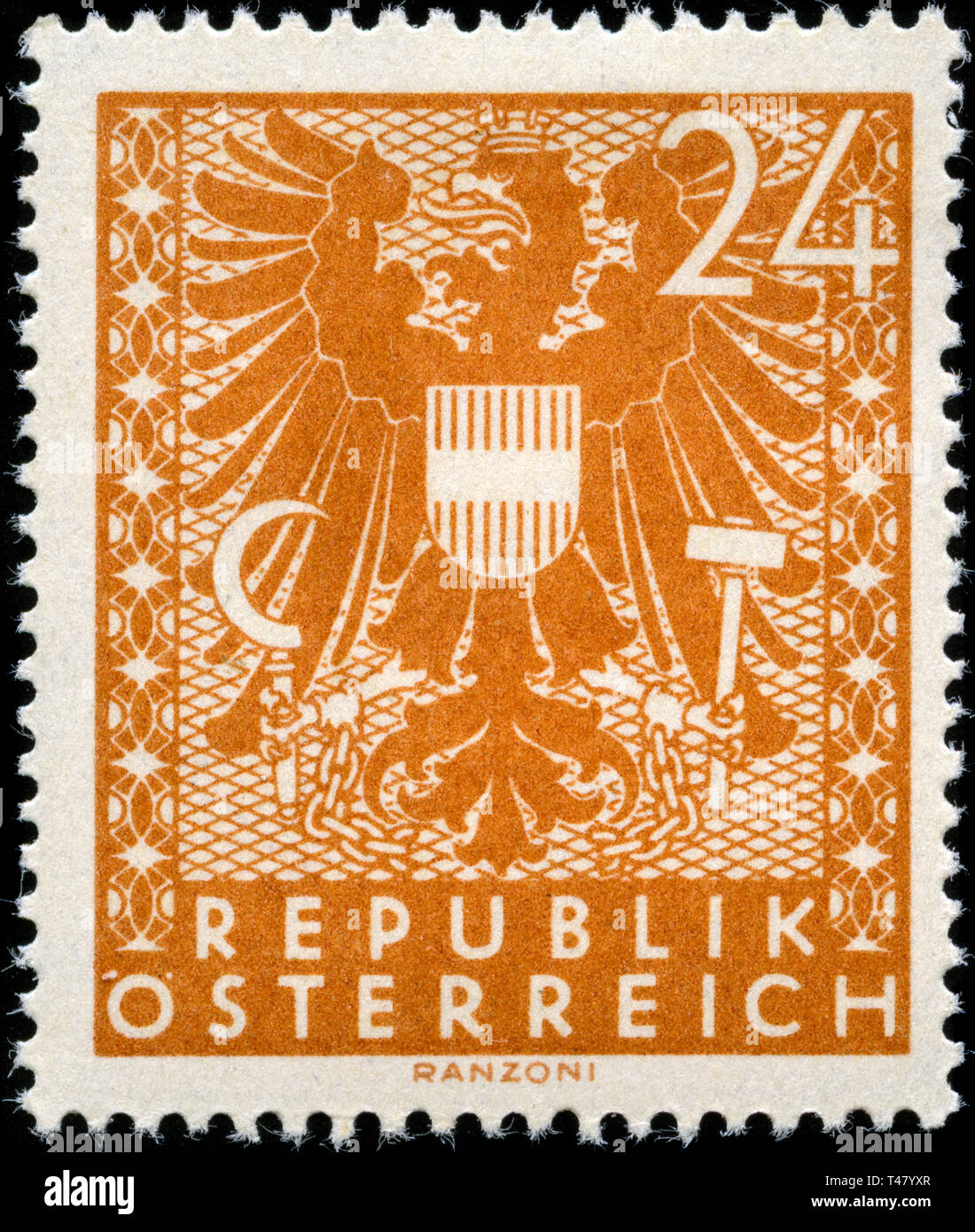 Postage stamp from Austria in the New National Arms series issued in ...