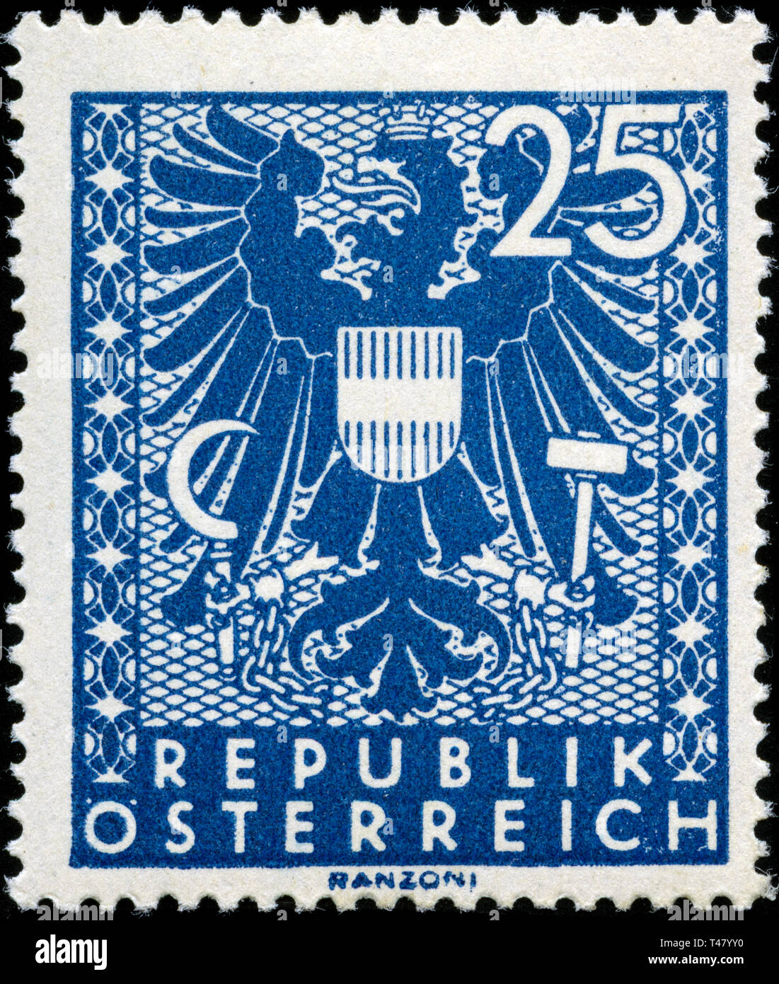 Postage stamp from Austria in the New National Arms series issued in ...