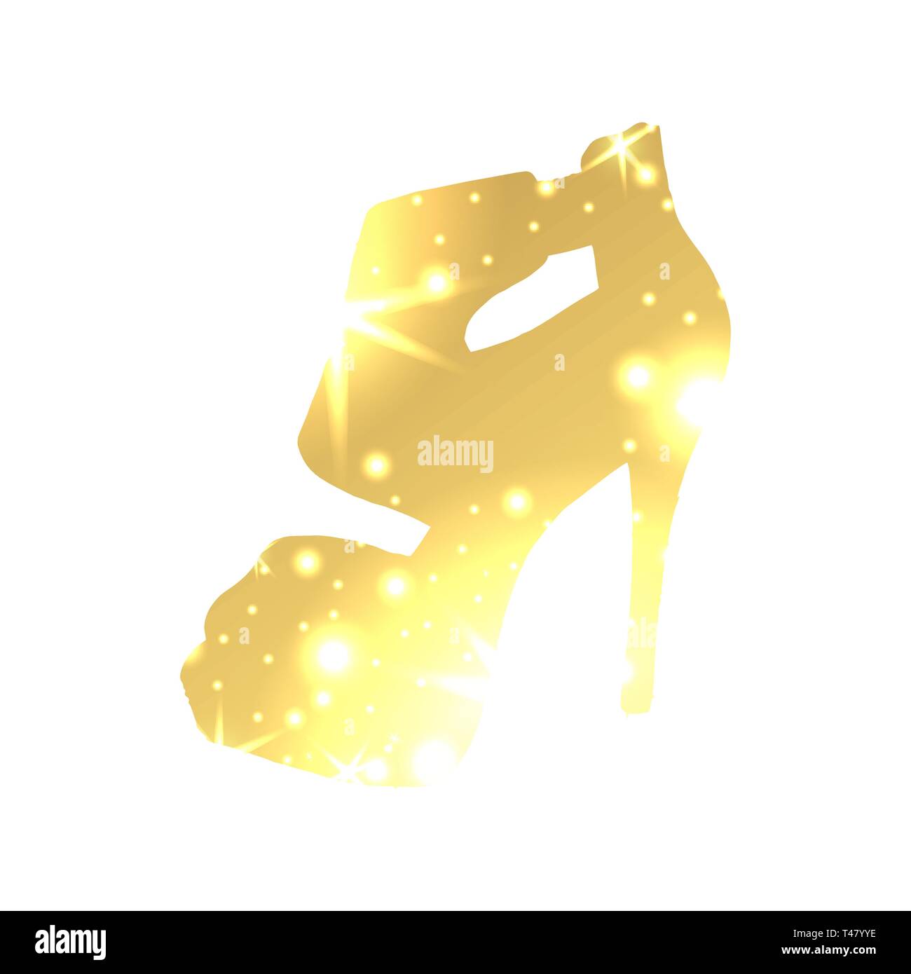 Golden Shoes Symbol with silhouette and gold shining lights. Creative ...