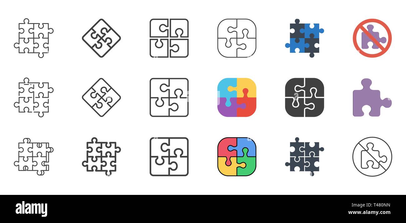Set of Puzzle Vector icons. Isolated on White Background Stock Vector ...