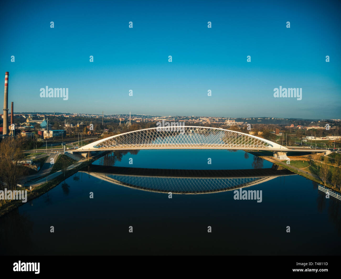 futuristic troja bridge in Holesovice Prague Stock Photo - Alamy