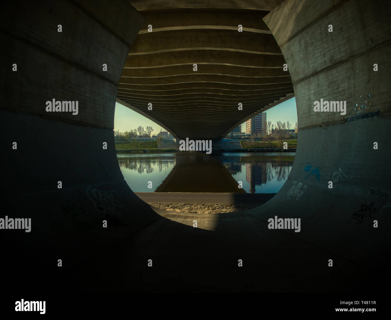 futuristic troja bridge in Holesovice Prague Stock Photo - Alamy