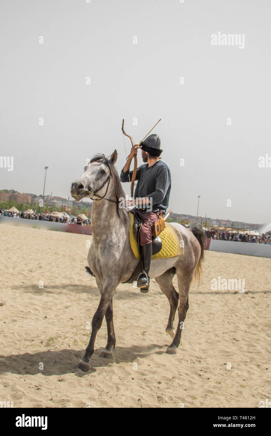 Ottoman horseman in his ethnic clothes riding on his horse Stock Photo ...