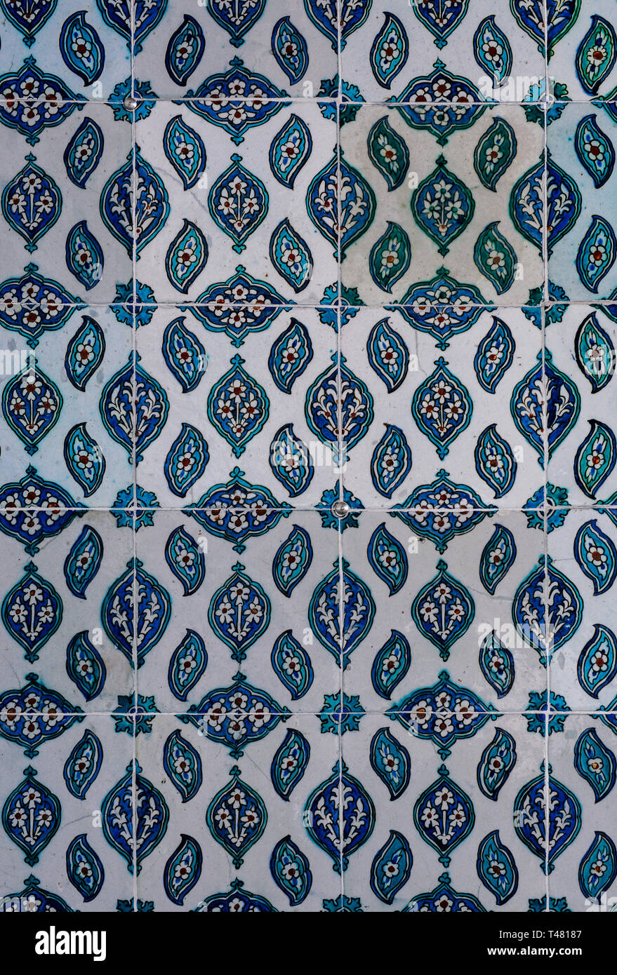 Ottoman ancient Handmade Turkish Tiles with floral patterns Stock Photo ...