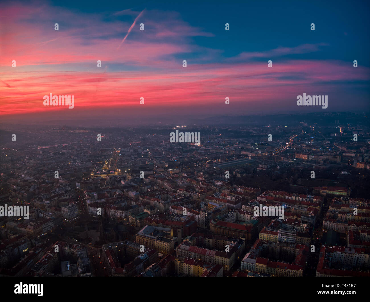 aerial view of prague tv tower Stock Photo - Alamy