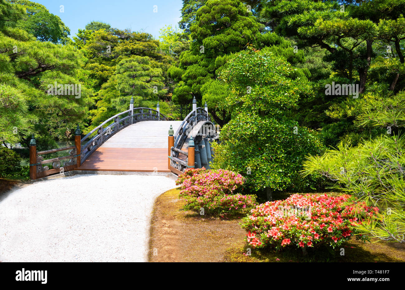 Japan, Kyoto, the colorful and rich vegetation of the Imperial Palace ...