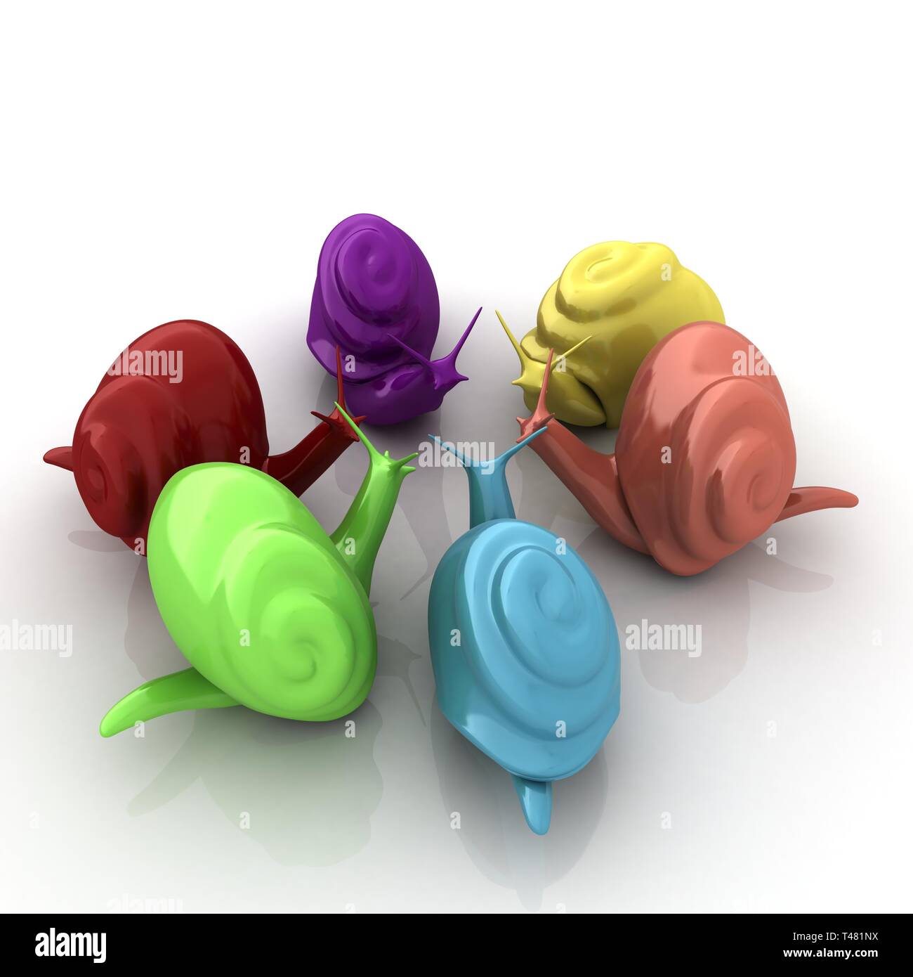 3d fantasy animals, snails on white background Stock Photo - Alamy