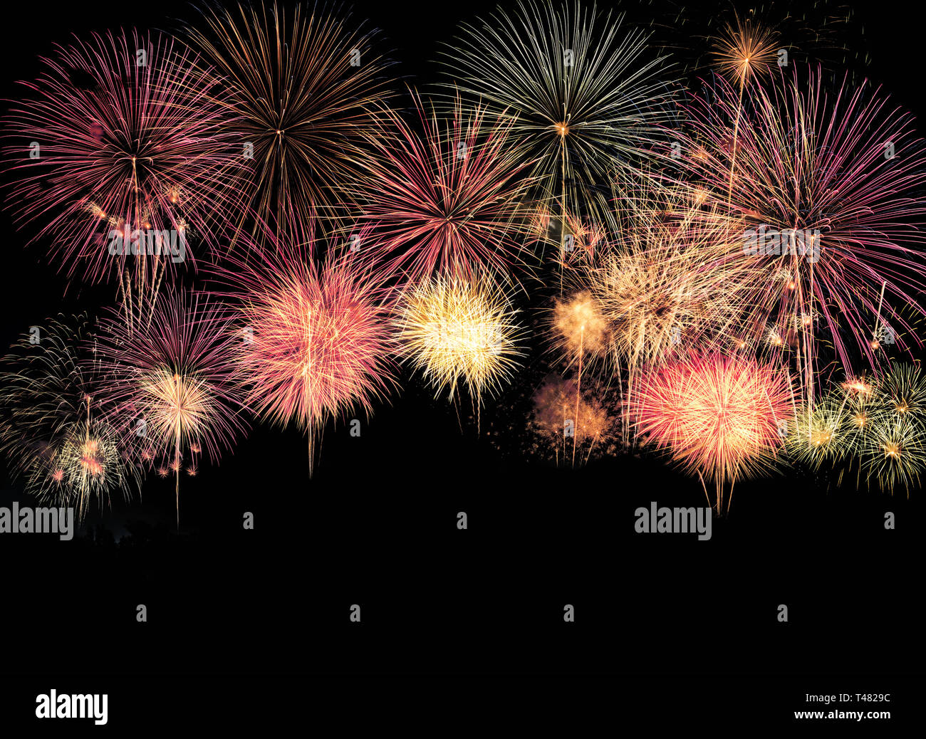 Colorful fireworks explosion in annual festival. isolated on background ...