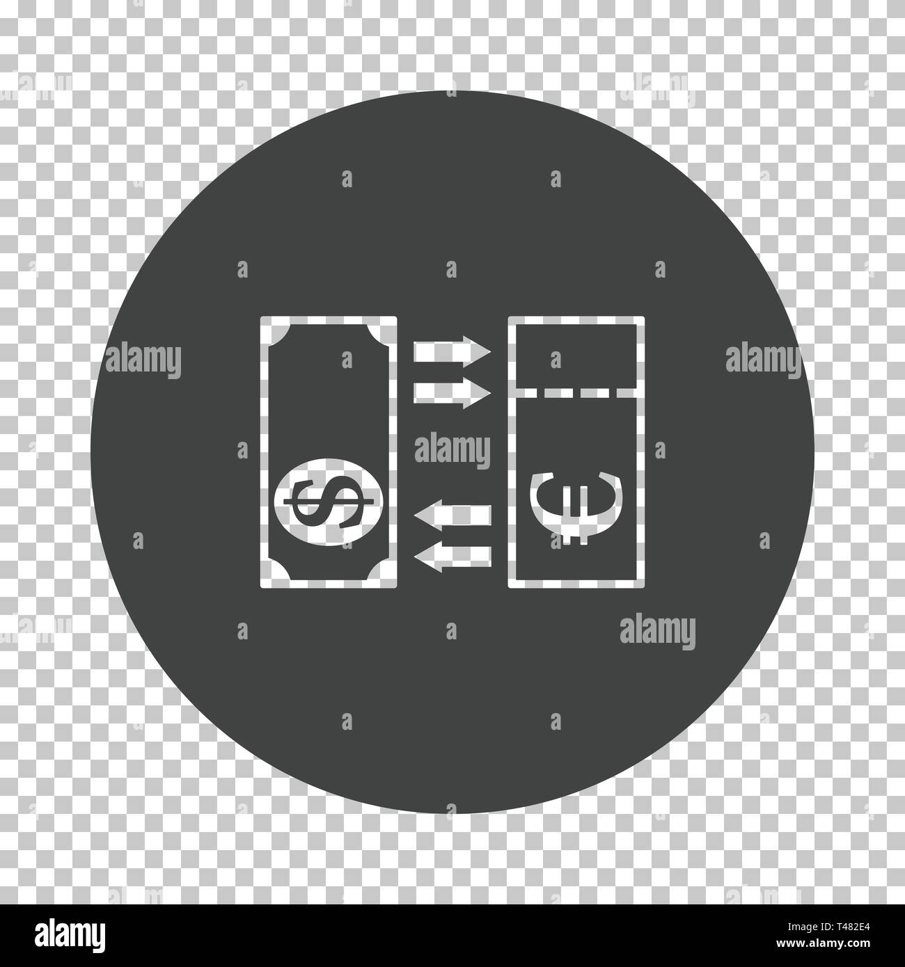 Currency exchange icon. Subtract stencil design on tranparency grid ...