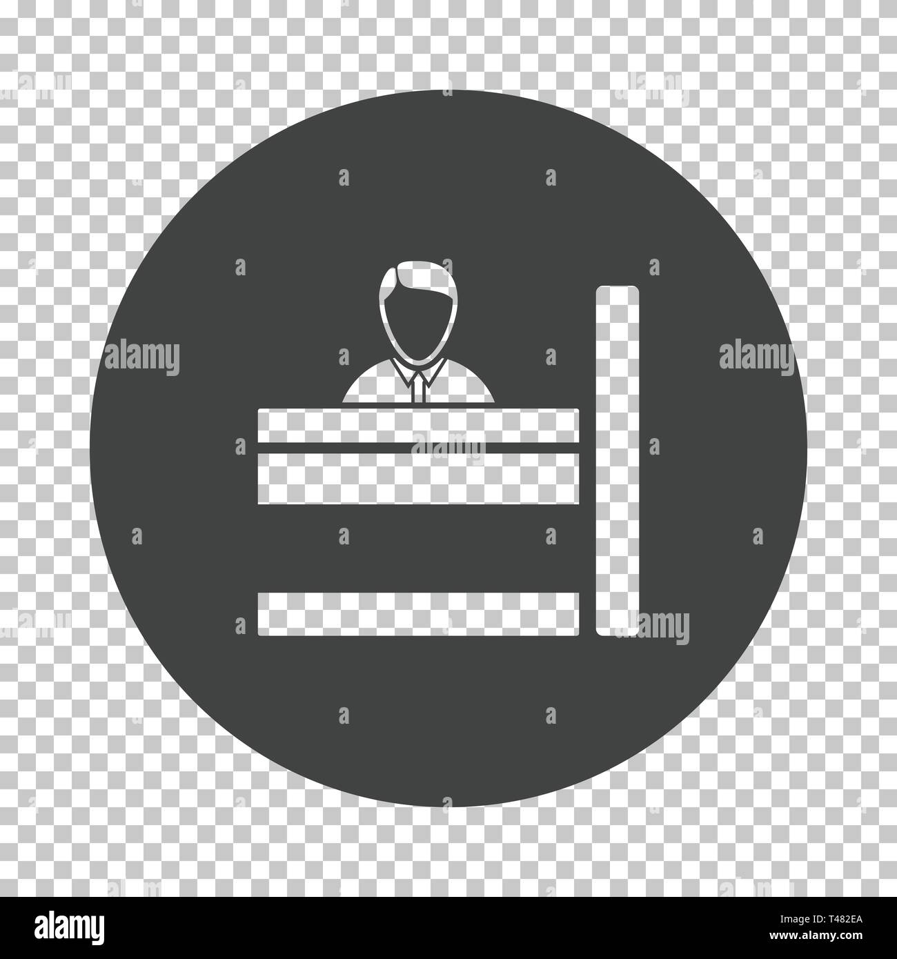 Bank clerk icon. Subtract stencil design on tranparency grid. Vector ...