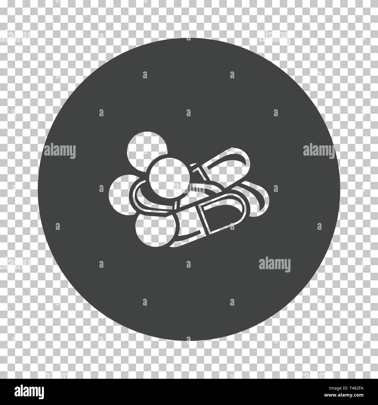 Pill and tabs icon. Subtract stencil design on tranparency grid. Vector ...