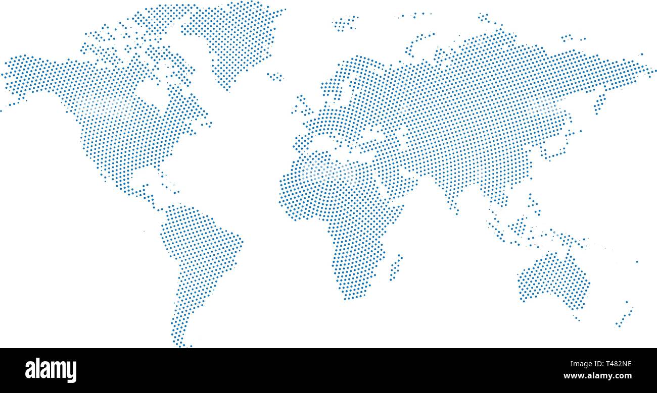 Black halftone circled dotted blue world map. Vector illustration ... Black halftone circled dotted blue world map. Vector illustration ...