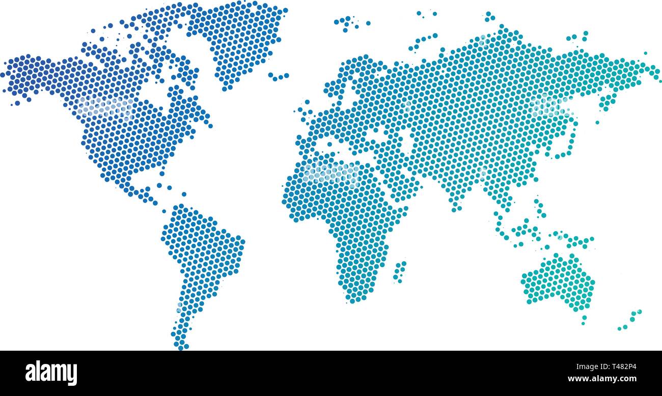 Black halftone dotted blue gradient world map. Vector illustration ... Black halftone dotted blue gradient world map. Vector illustration ...