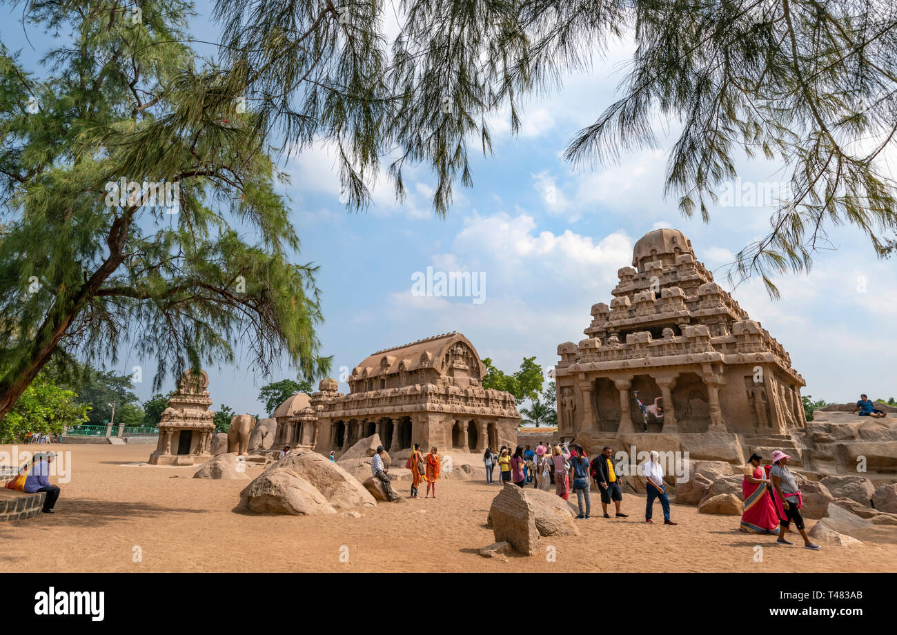 Horizontal view of the Pancha Rathas at Mahabalipuram, India Stock Photo - Alamy