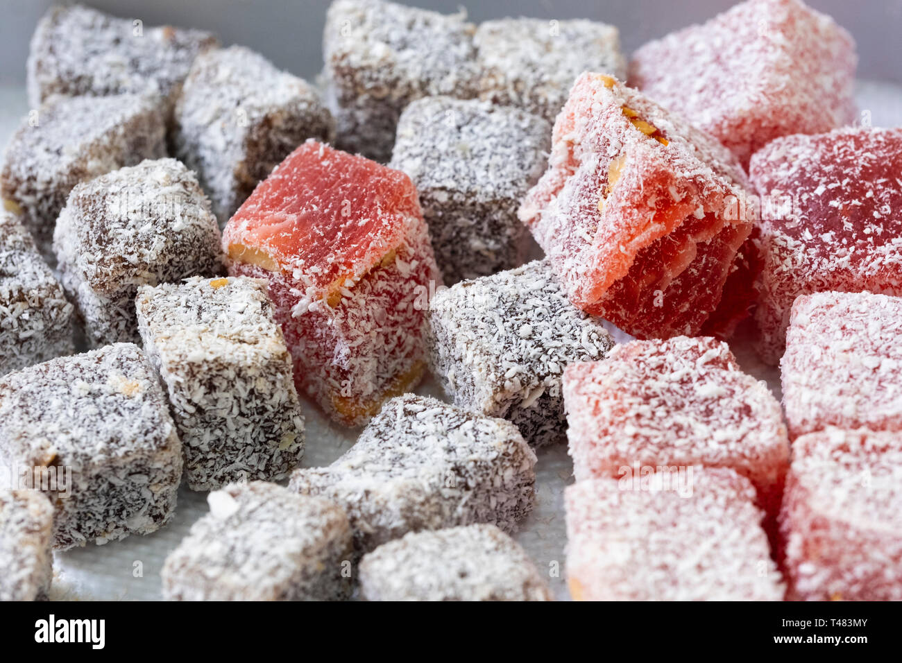 Turkish delight with colorful, fruit flavor. "lokum Stock Photo - Alamy