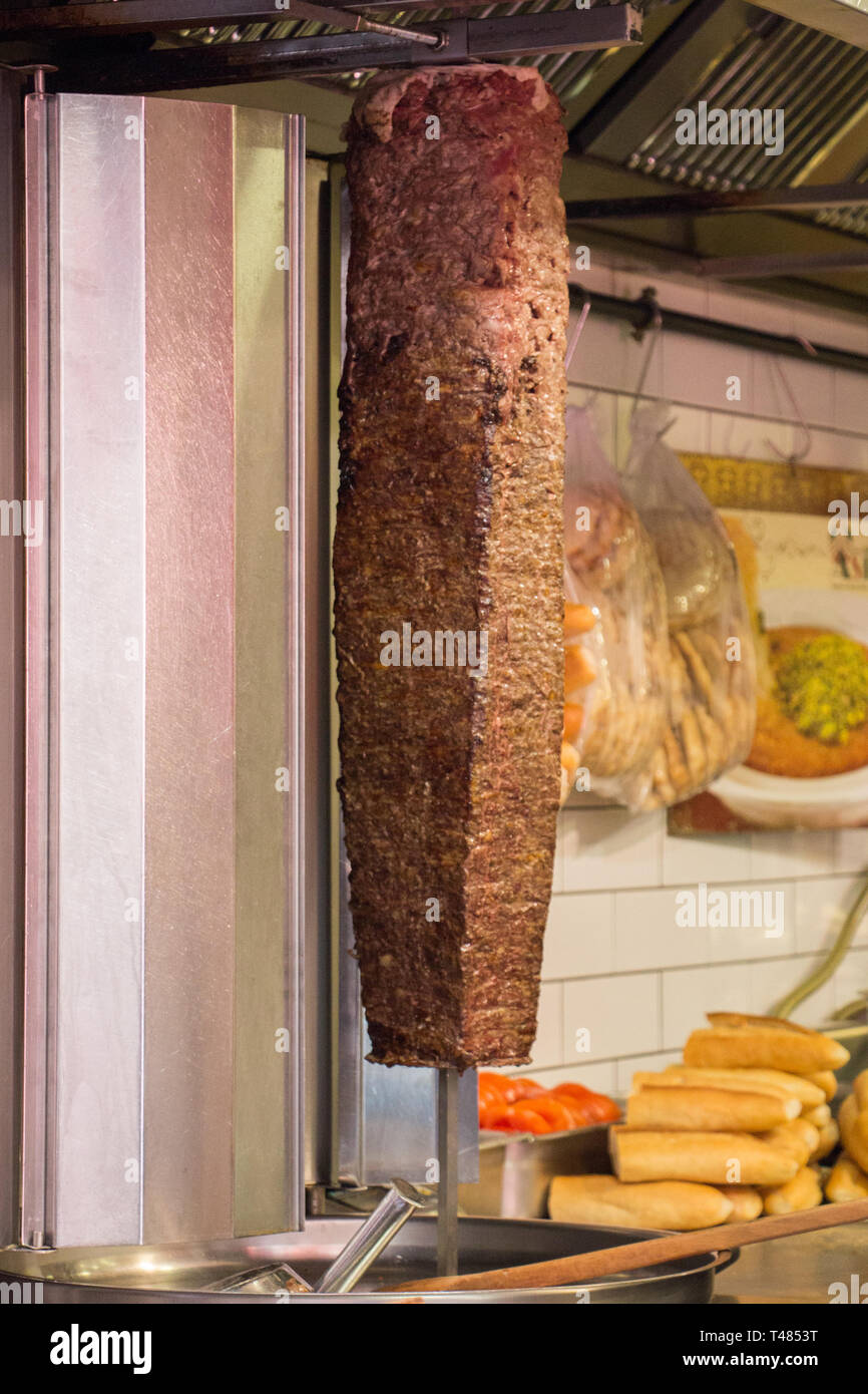 Traditional Turkish Doner Kebab on pole Stock Photo - Alamy