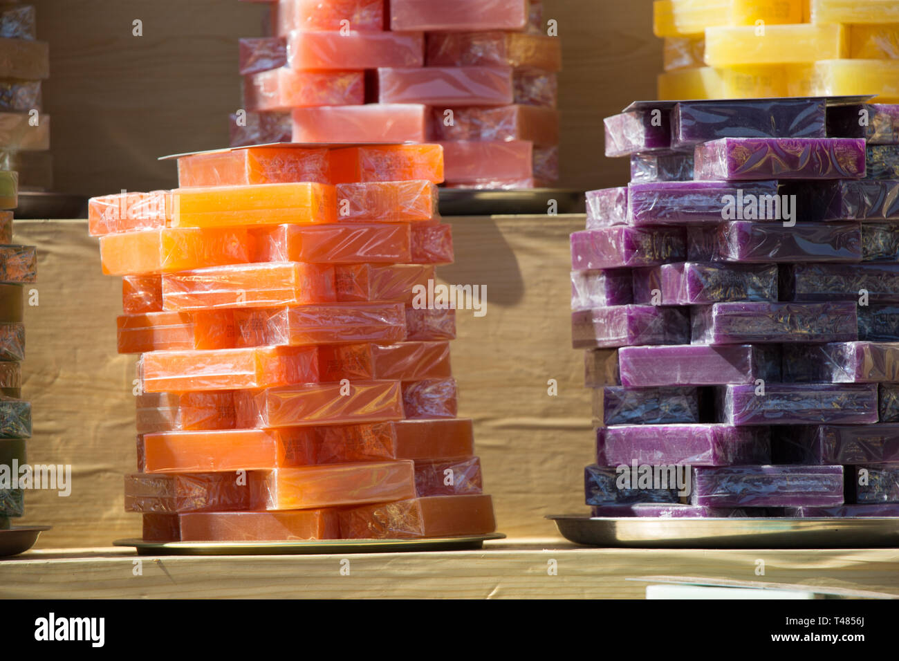 Collection of bars of fragrant hand made organic soap Stock Photo - Alamy