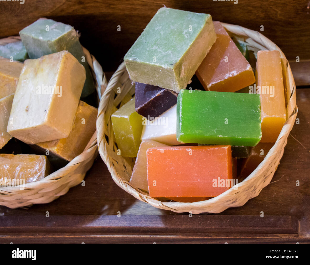 Collection of bars of fragrant hand made organic soap Stock Photo - Alamy