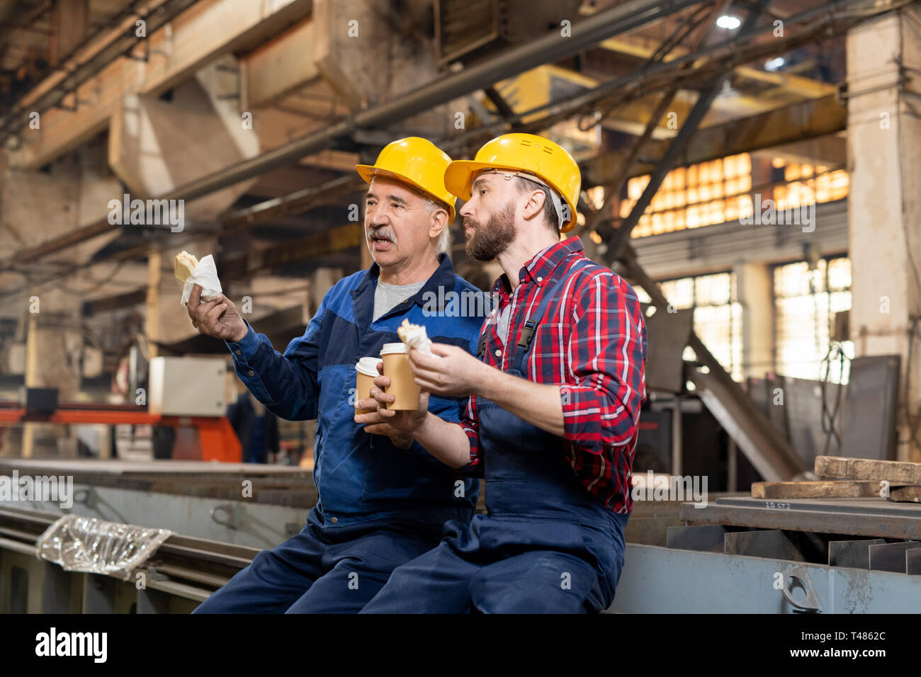 Lunch in workshop Stock Photo - Alamy