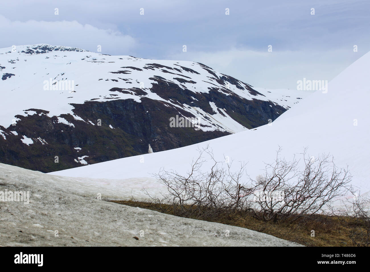 Spring mountains with snow and sky natural background, Stolsheimen ...
