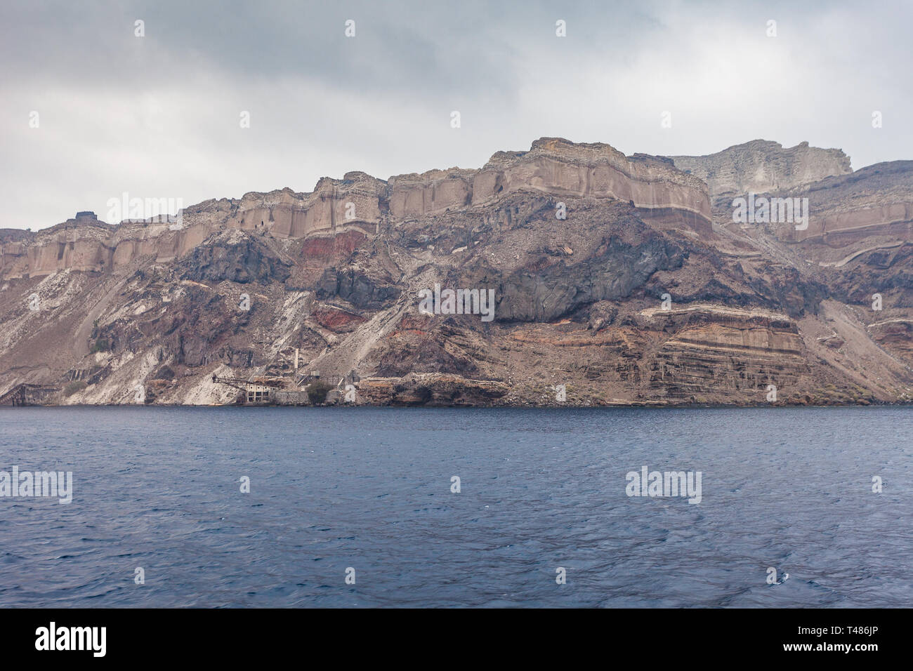 Panorama of the colorful cliff of the caldera in the island of ...