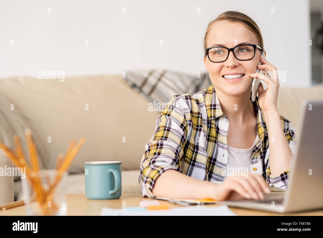 Positive lady at work Stock Photo - Alamy